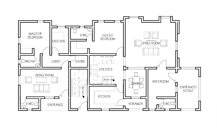 7 Nicely Planned Semi-Detached Duplex Floor Plan – Peteroz Construction ...